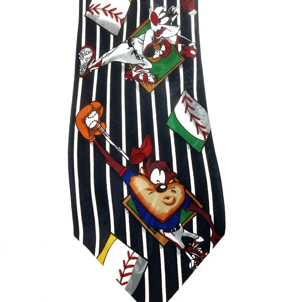 1993 Looney Tunes Baseball Themed Men's Tie - Gem